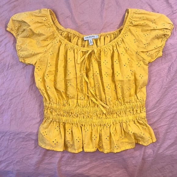Papaya | Tops | Papaya Yellow Puff Sleeve Top | Poshmark